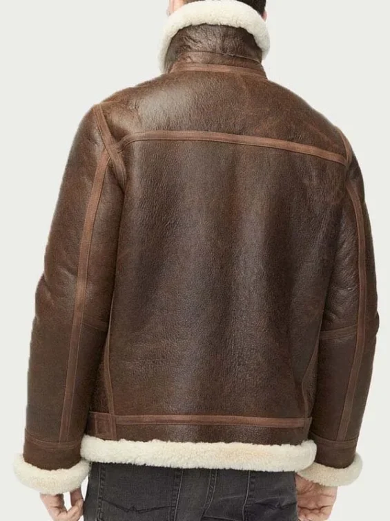 Alex Brown Sheepskin Shearling Aviator Leather Jacket - Sale