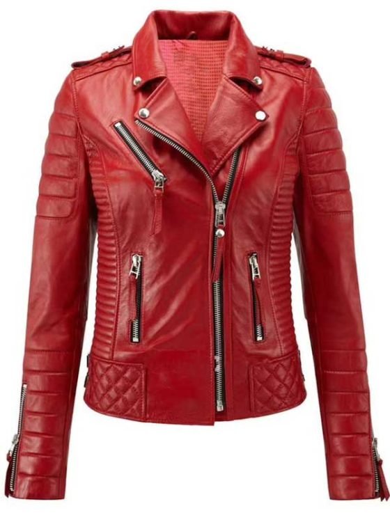 Elina Motorcycle Red Quilted Jacket - Red Jacket - TV Jackets