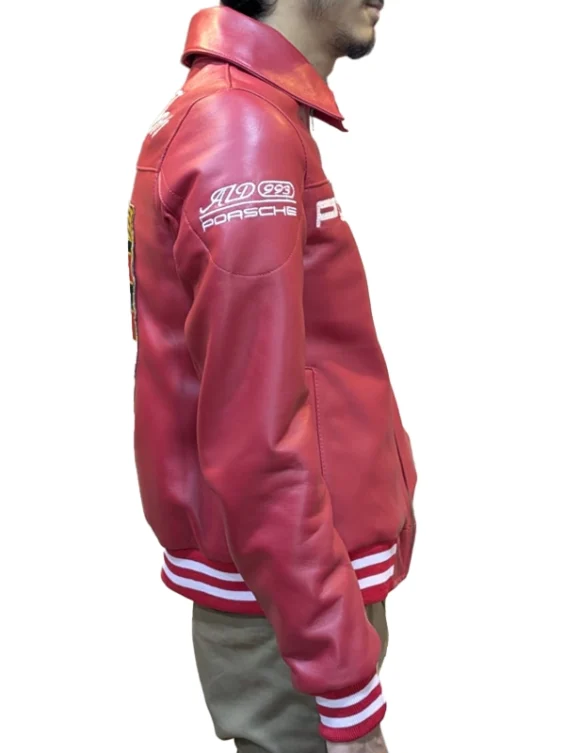 Aime Leon Dore × Porsche 993 Red Leather Jacket - TV Jackets