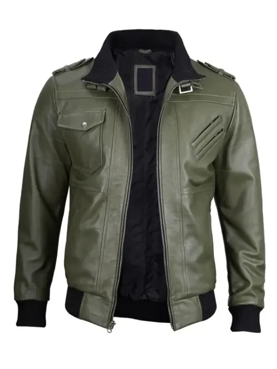 Green Leather Jacket with Removable Hoodie - TV JACKETS
