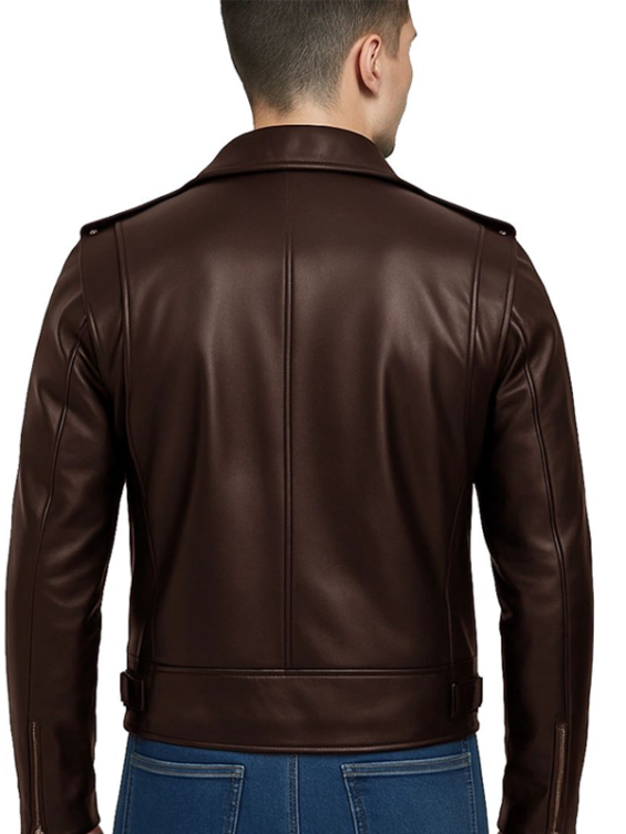 Men’s Dark Brown Leather Biker Jacket - TV JACKETS