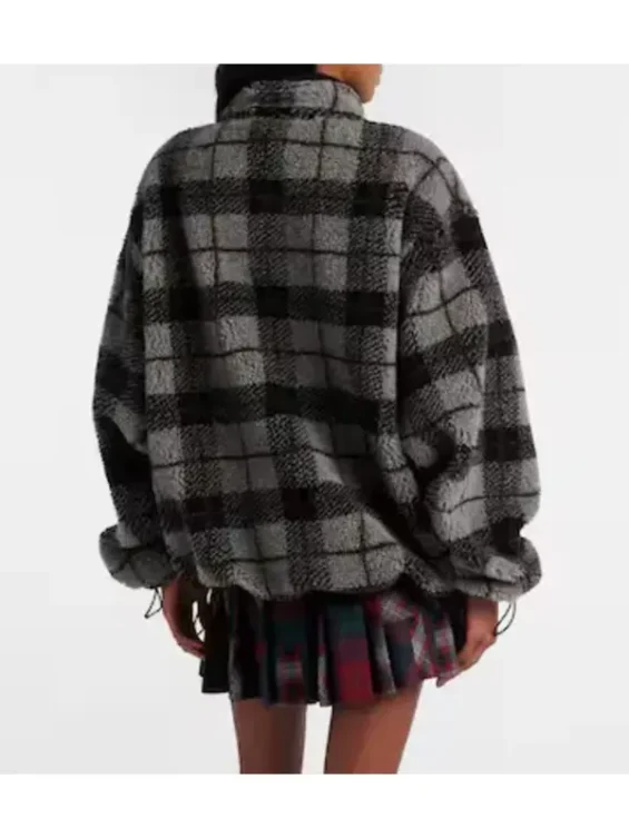Buy Rihanna Grey Plaid Teddy Fleece Jacket - TV JACKETS